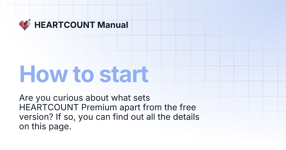 How to start | HEARTCOUNT Manual